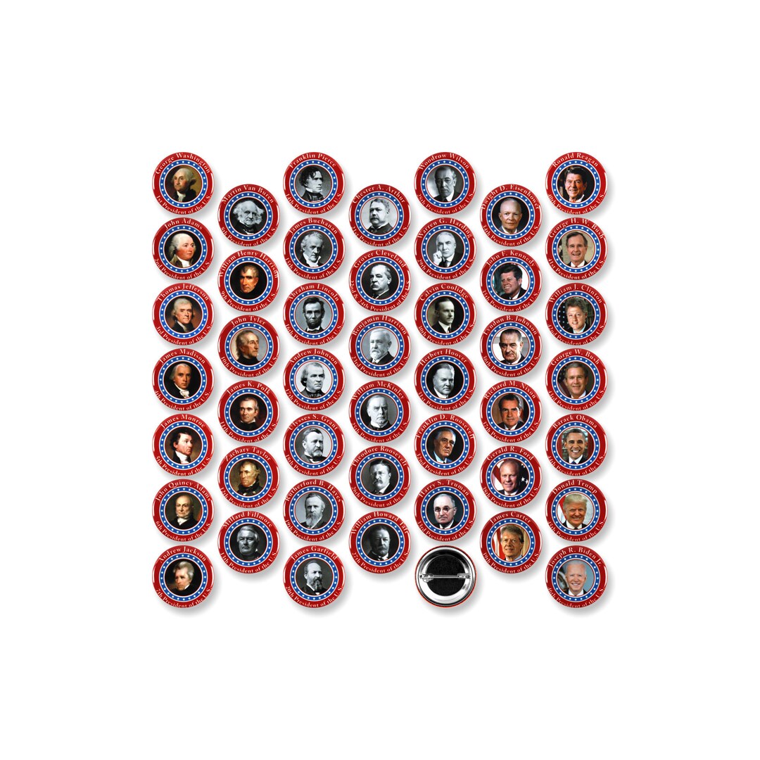 45 Pack - All 45 Presidents of the USA Historical Pinback Buttons - 1.5 ...
