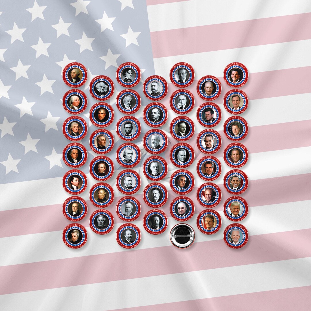 45 Pack - All 45 Presidents of the USA Historical Pinback Buttons - 1.5 ...