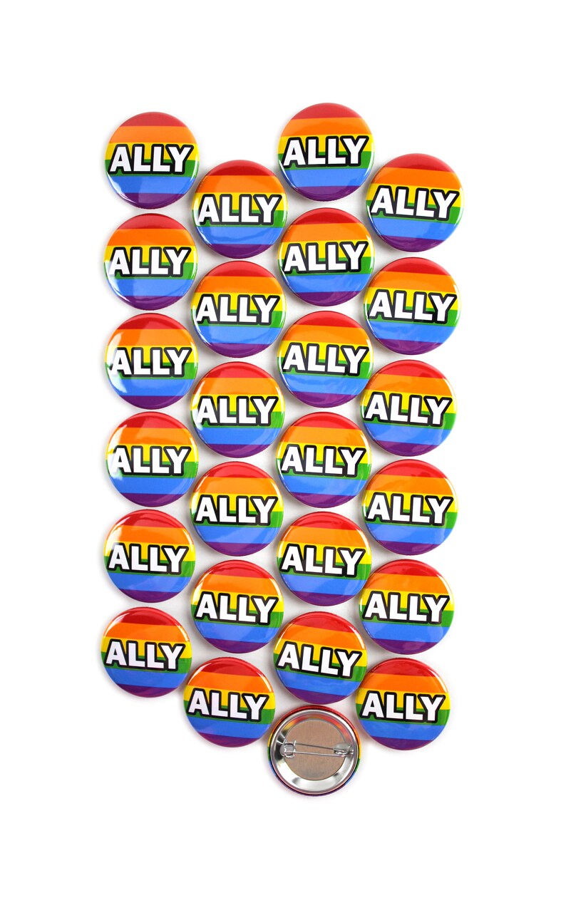 25 Pack Lgbtq Ally Rainbow Pride Flag Pinback Button Badges Etsy