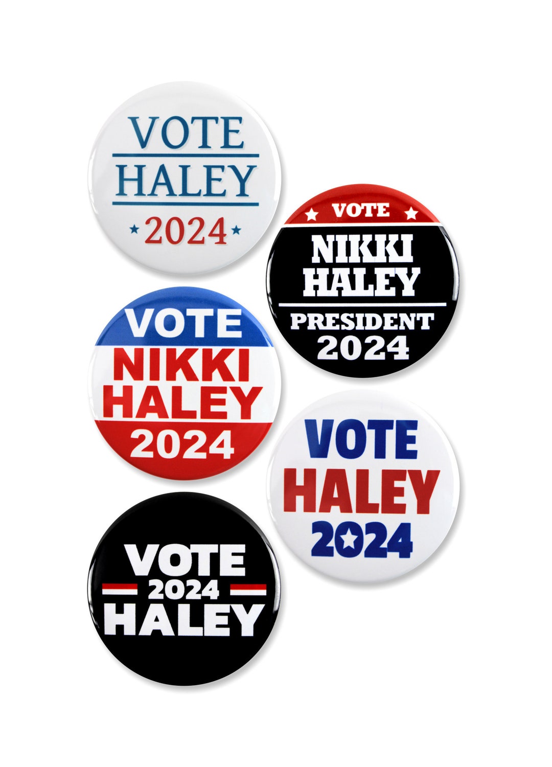5 Pack Vote Nikki Haley for President 2024 Campaign Pinback Buttons 2. ...
