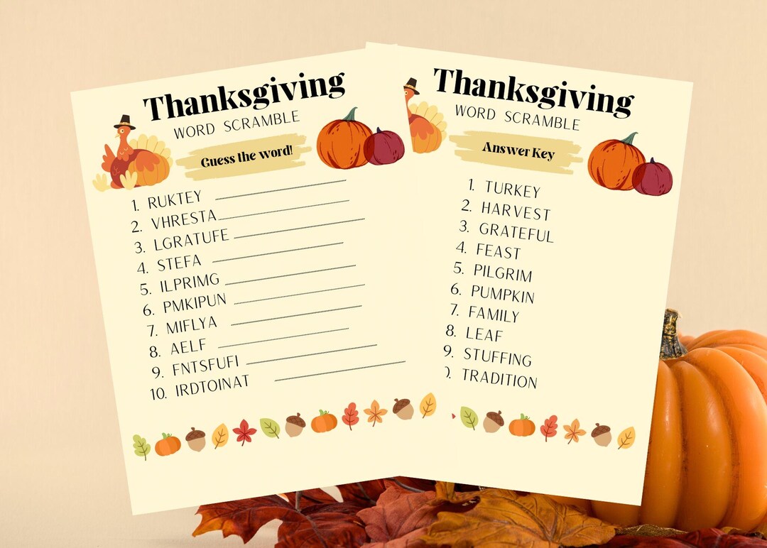 Thanksgiving Word Scramble Printable | Kids Thanksgiving Activity ...