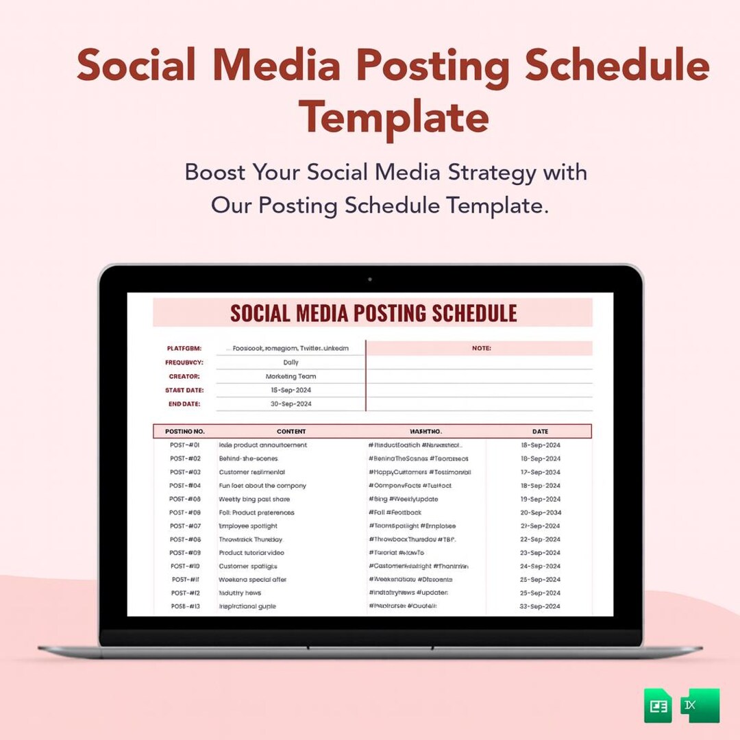 Social Media Posting Schedule Template | Daily Weekly Content Planner ...