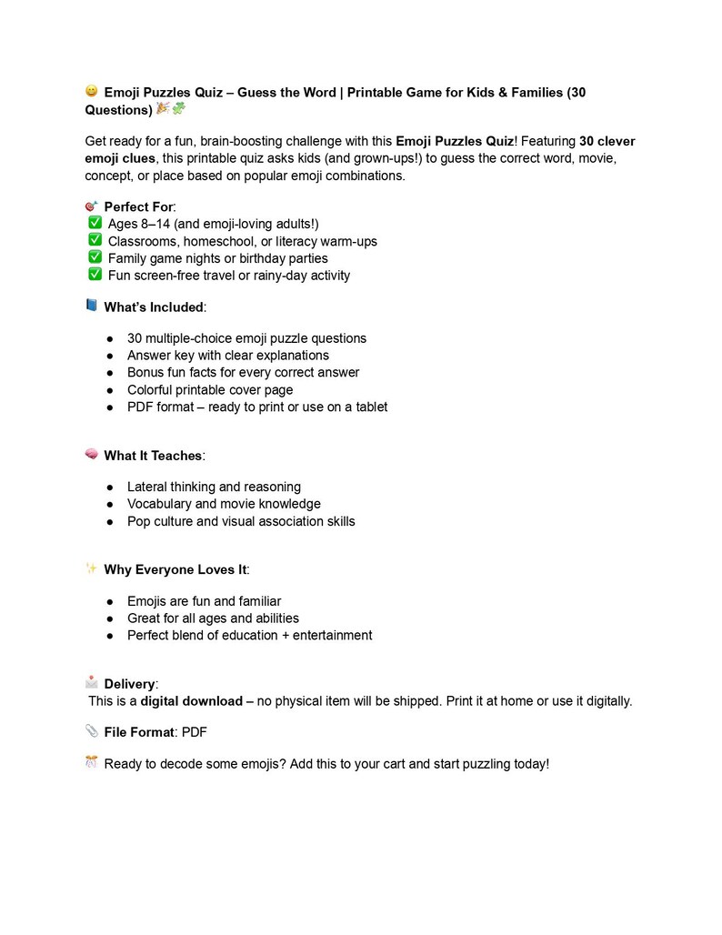 Emoji Puzzle Quiz | Guess the Movie, Phrase or Word Game | Printable ...