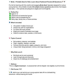 Birds Quiz - Etsy