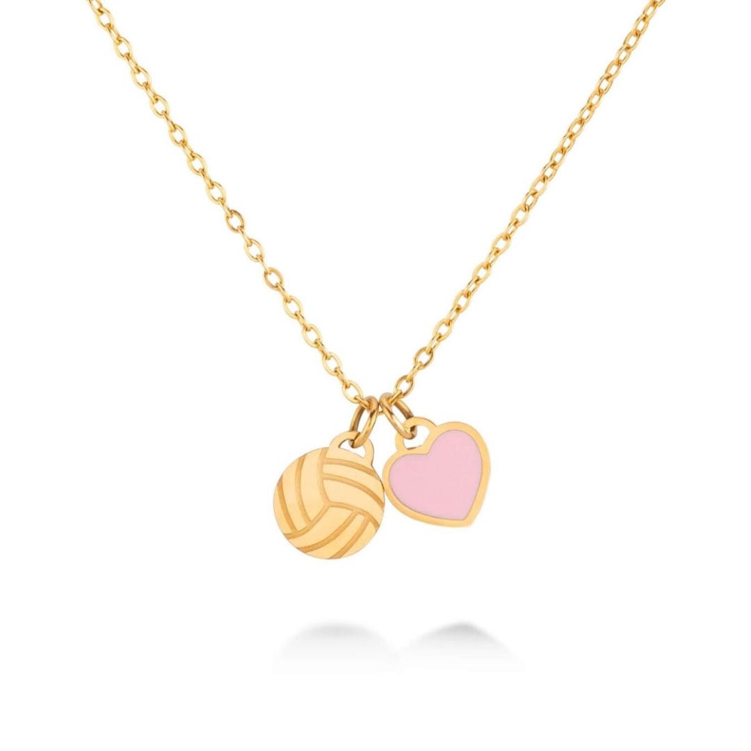 Netball Necklace With Heart Charm, Gold or Silver Netball Jewellery ...