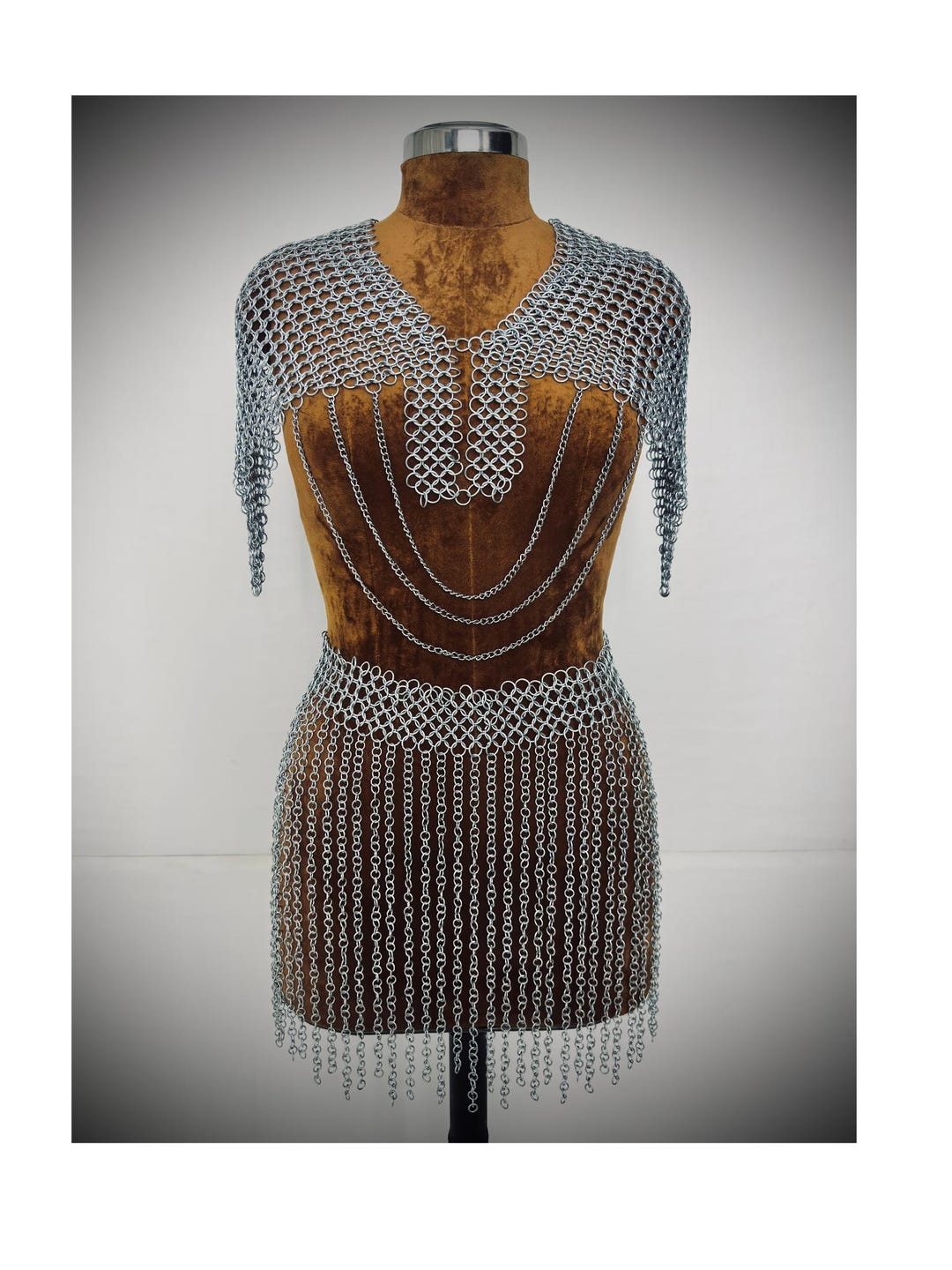 Chainmail Harness, Chainmail Chains Layers Top & Skirt, Rings Costume ...
