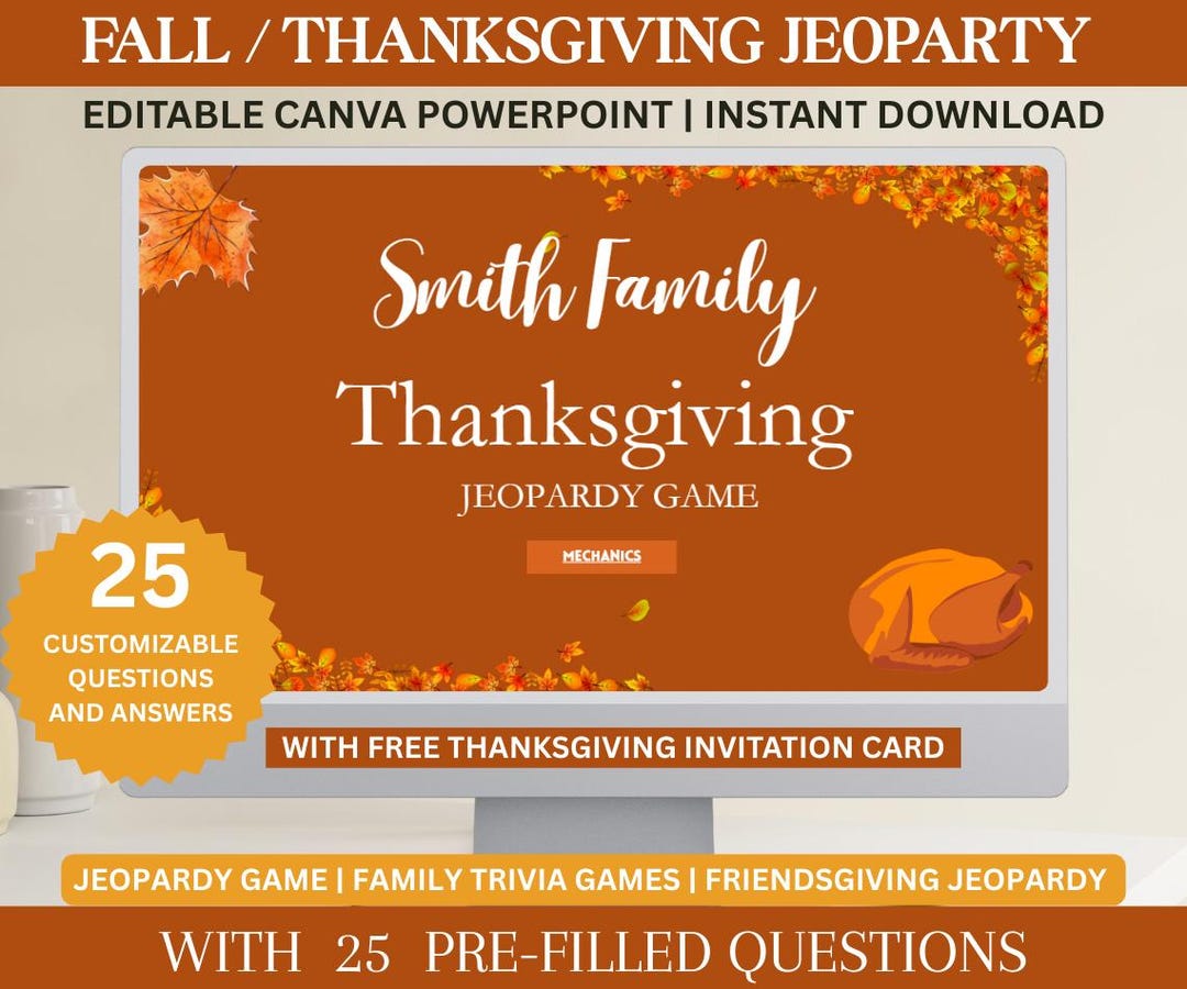 Thanksgiving Jeopardy Game | Editable Powerpoint Template (digital ...