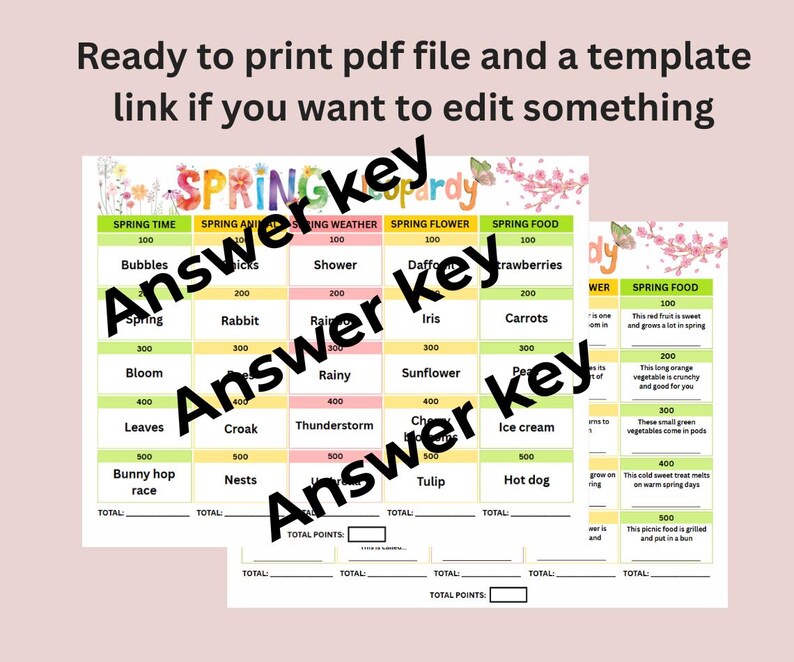 Editable Spring Jeopardy Game Template, Spring Trivia, Jeopardy ...