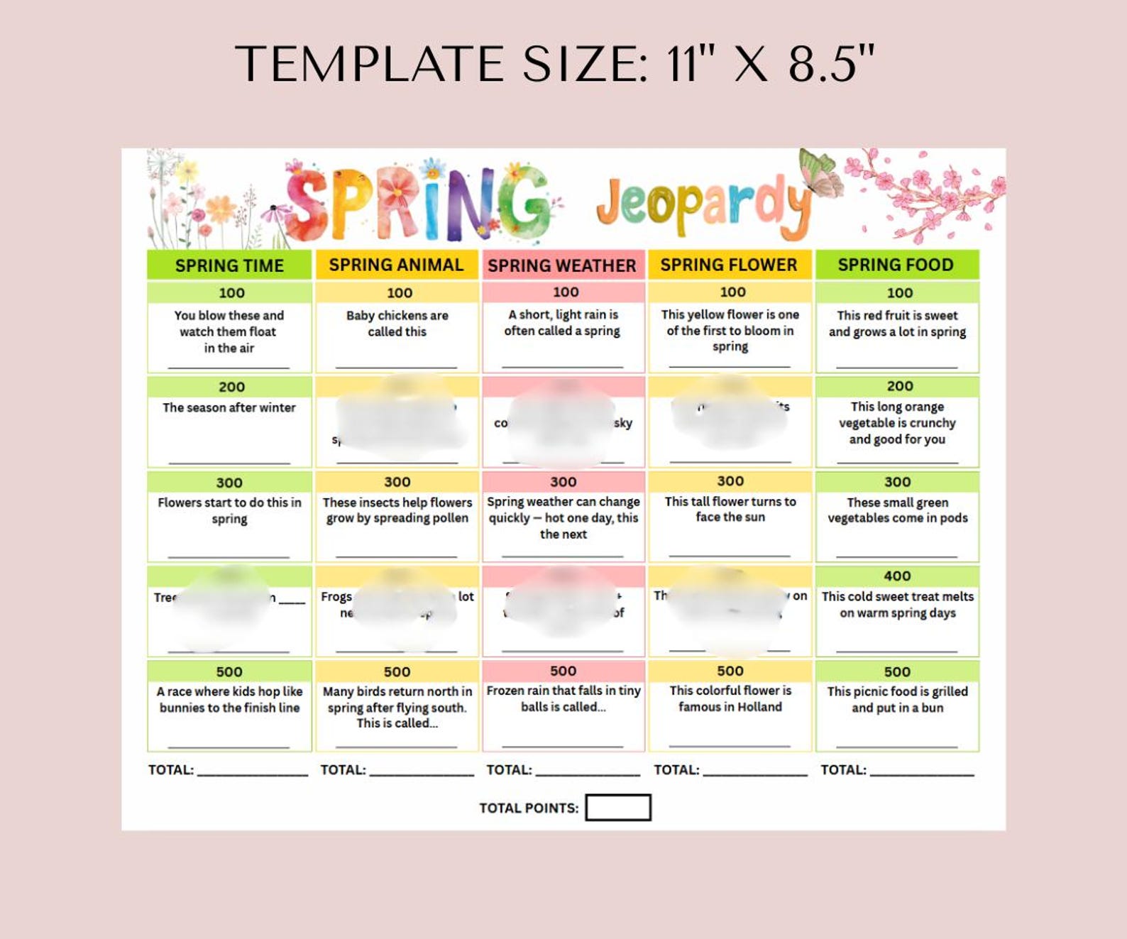 Editable Spring Jeopardy Game Template, Spring Trivia, Jeopardy ...