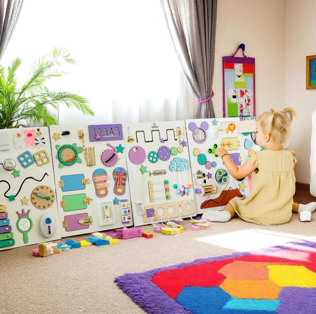 Set Montessori Busyboard Busy Board, Toddler Toys, Activity Board ...