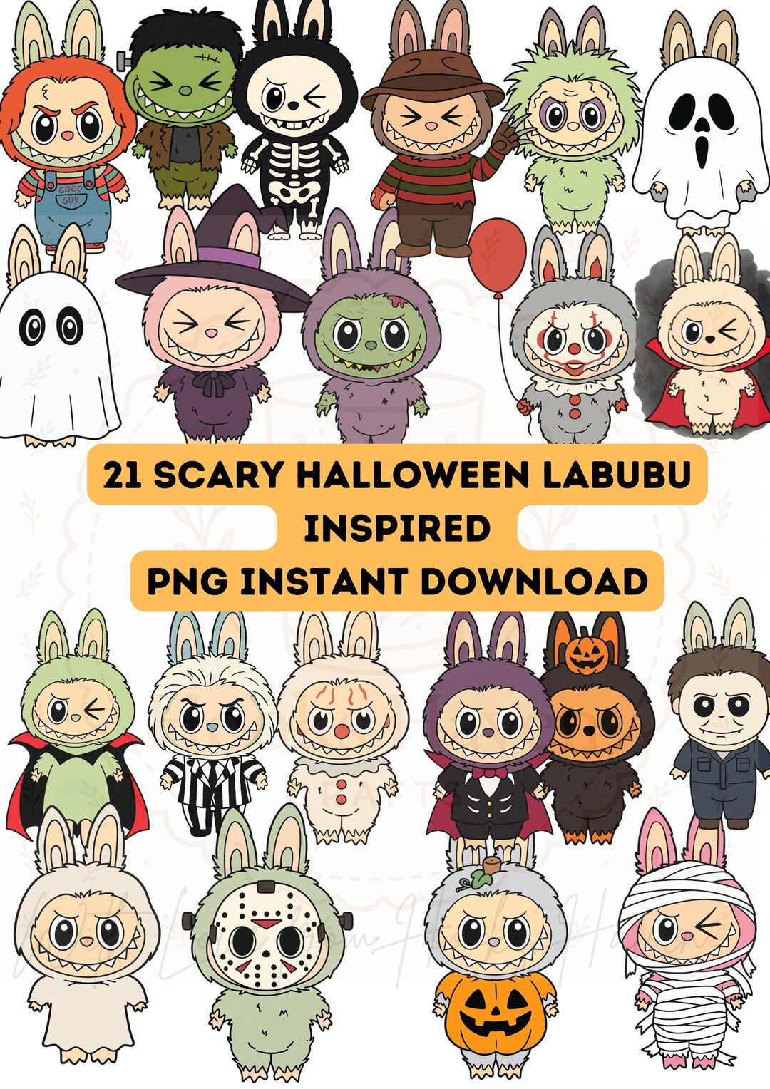 Labubu Horror Movie PNG Bundle: Halloween Digital Download - Etsy UK