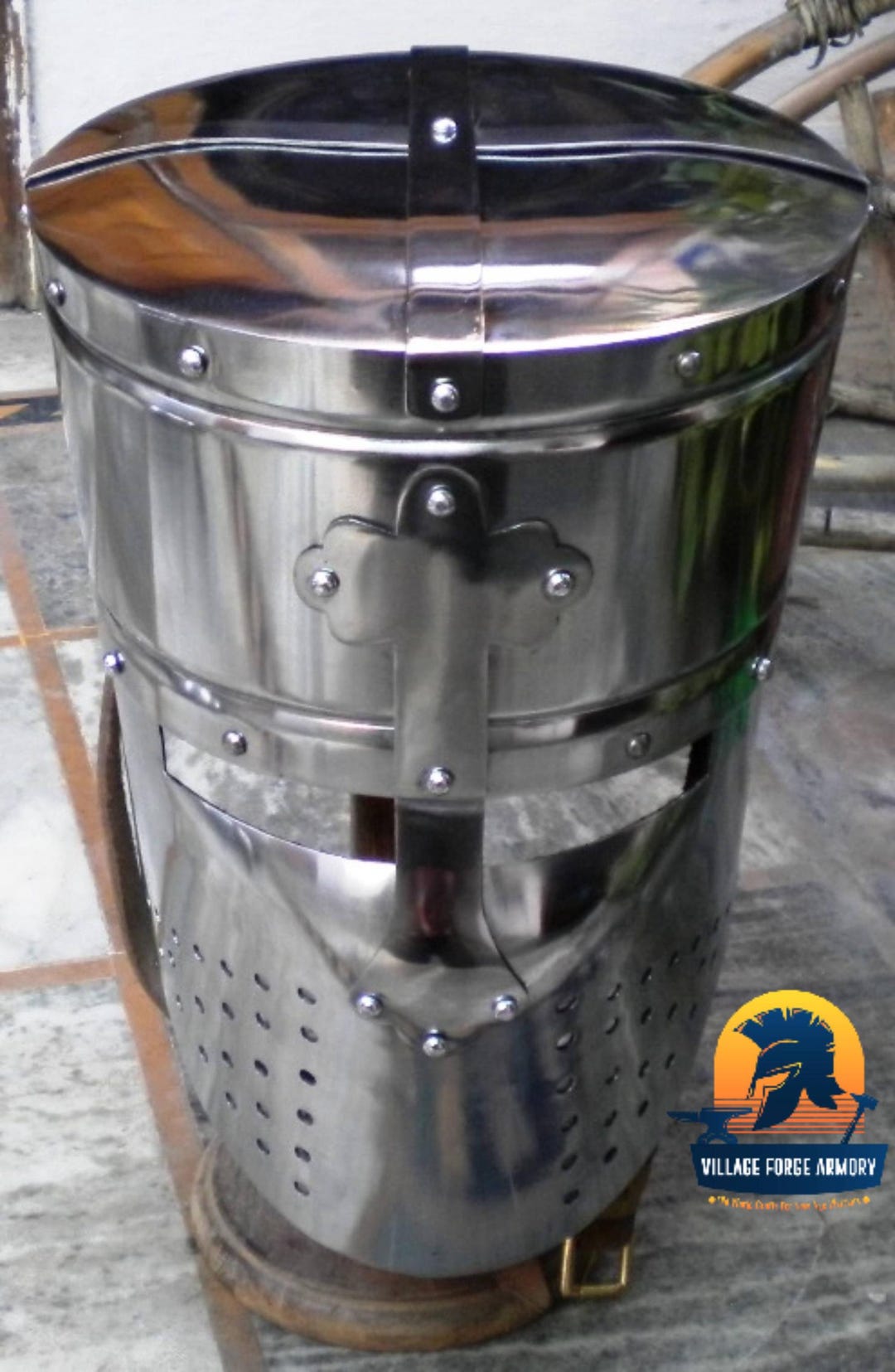 Medieval Crusader Pot Helmet – Faceplated Knight Armor Reproduction ...