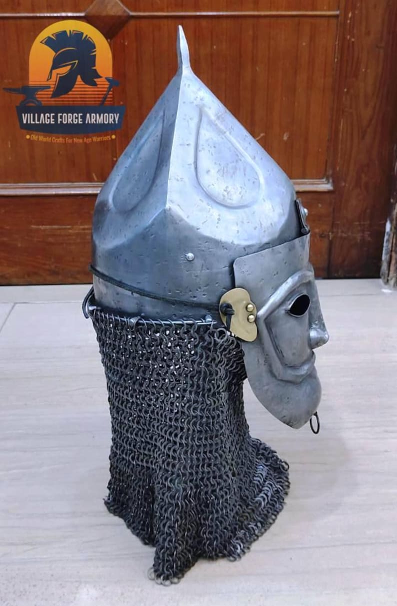 Kipchak Mask Helmet | Riveted Chainmail Aventail, Ottoman Warrior Armor ...