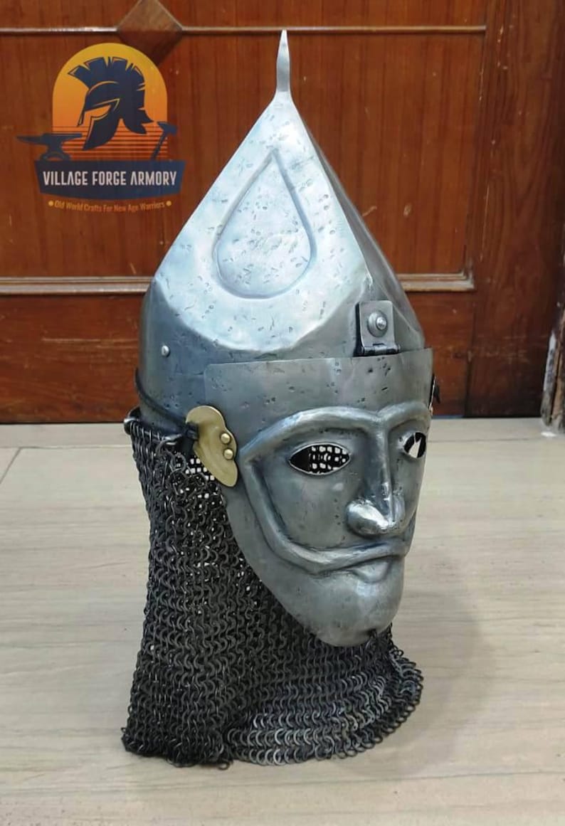 Kipchak Mask Helmet | Riveted Chainmail Aventail, Ottoman Warrior Armor ...