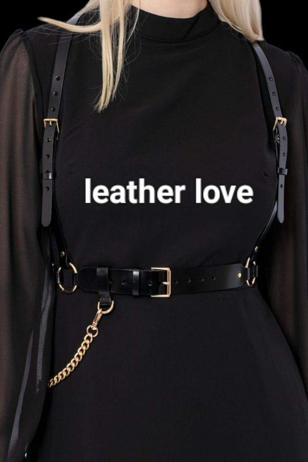 Chained Leather Body Harness Black - Etsy