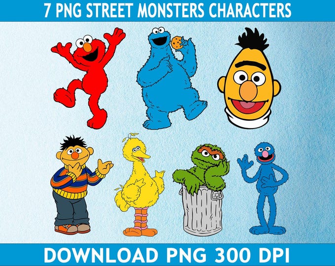 Street Monsters Characters PNG, Elmo PNG Bundle, Street Monsters Faces ...