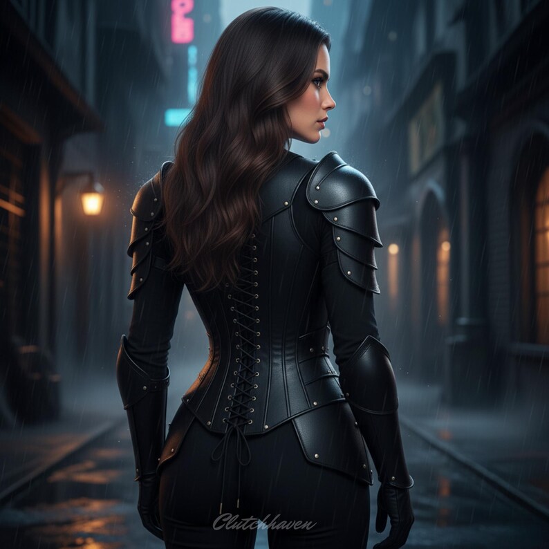 Women's Black Leather Armor Set Larp Fantasy Costume Medieval Warrior ...