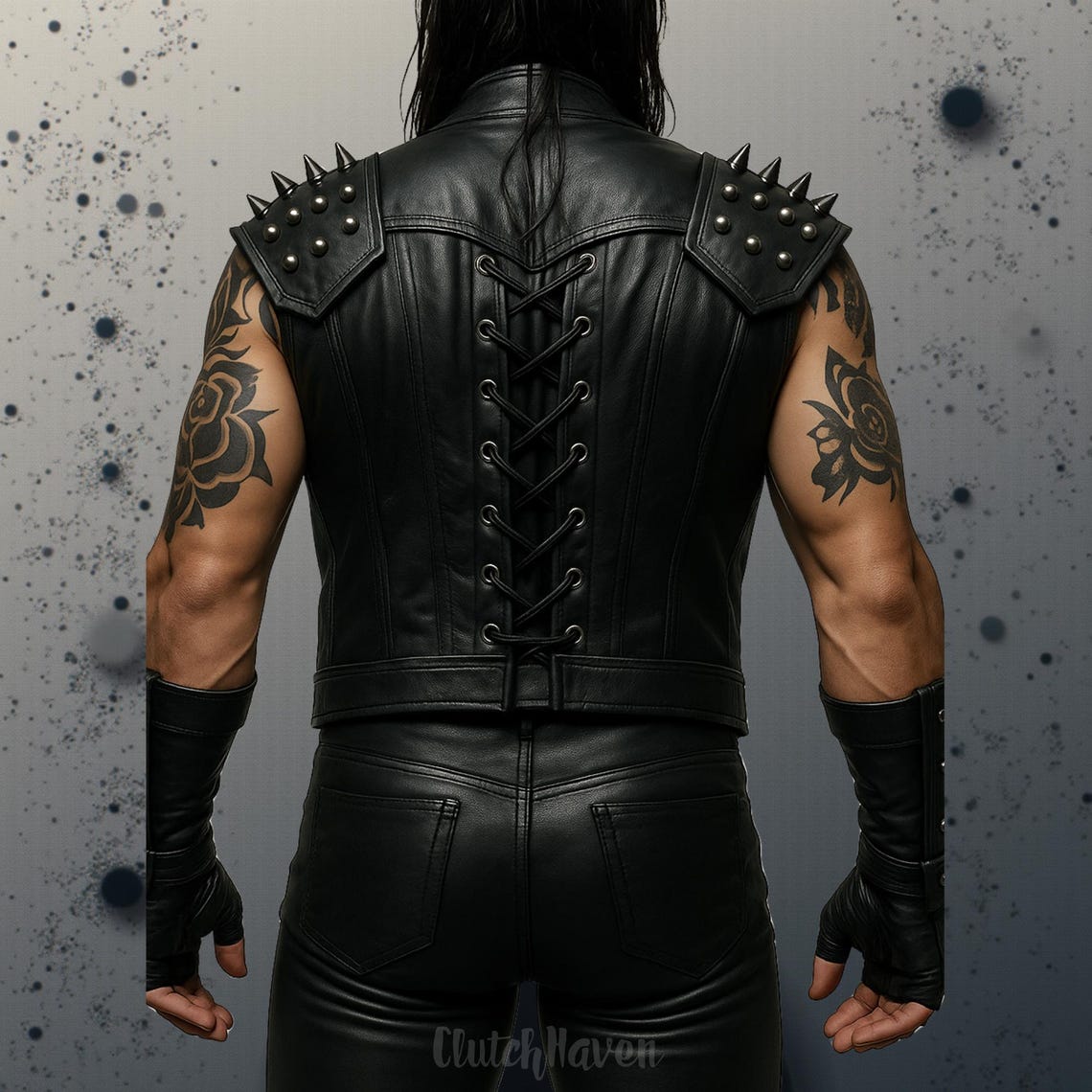 Vanguard Spiked Leather Vest for Men | Studded Biker Vest | Gothic Punk ...