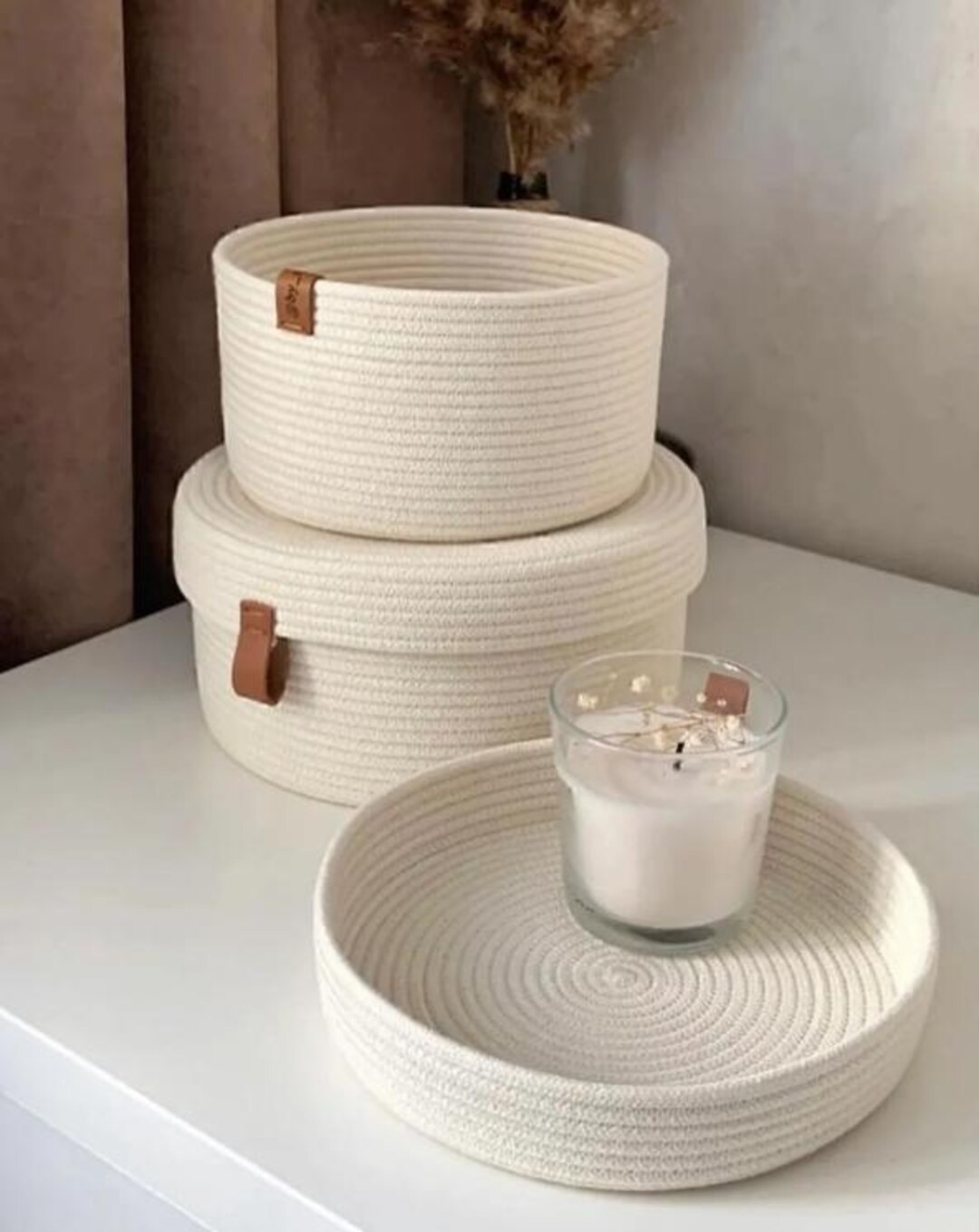 2 Pieces Basket Organizer Basket Jewelry Box Organizer Jute Cotton - Etsy