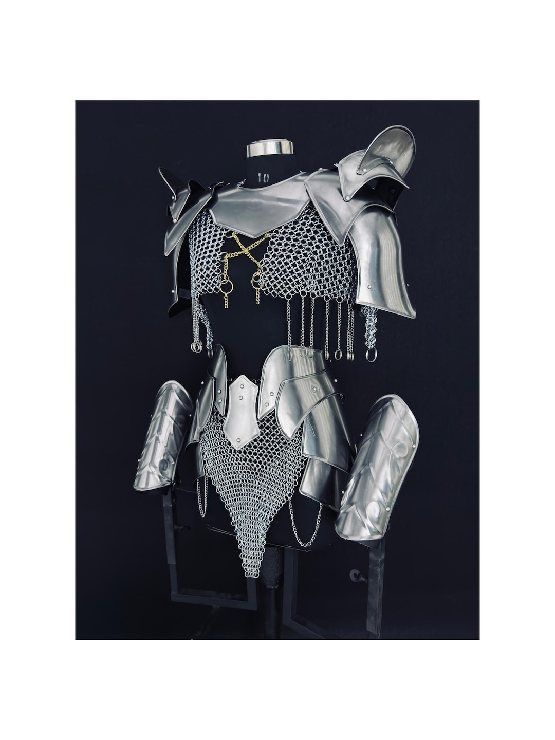 Medieval Women's Steel Cuirass Armor Set: Chainmail, Gorget, Pauldrons ...