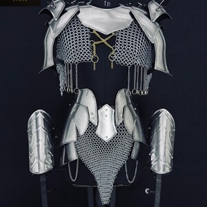 Medieval Women's Steel Cuirass Armor Set: Chainmail, Gorget, Pauldrons ...