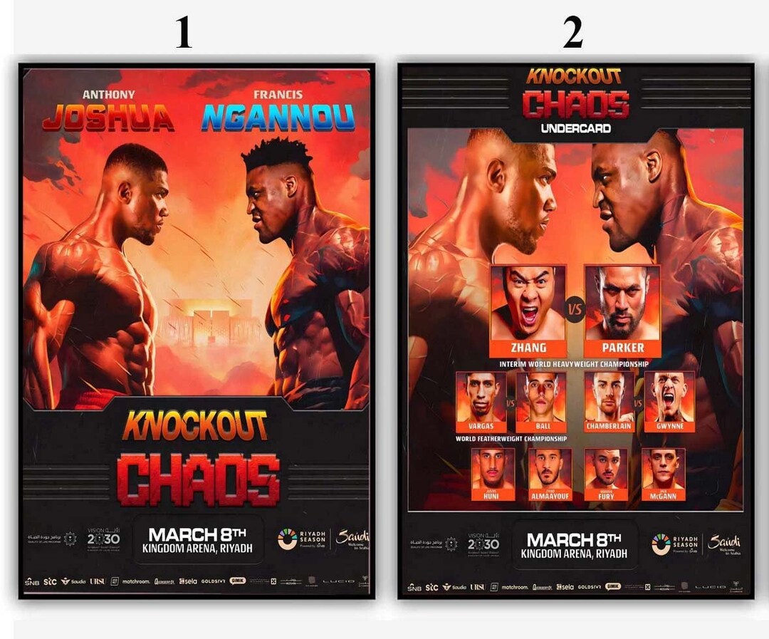 Anthony Joshua Vs Francis Ngannou Knockout Chaos 2024 Boxing Fight Poster - Etsy UK