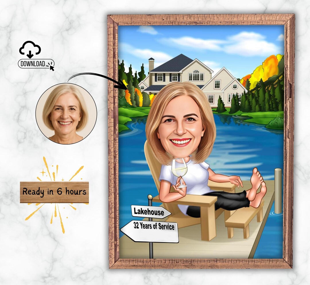 Custom Retirement Cartoon Portrait, Retirement Caricature, Retirement ...