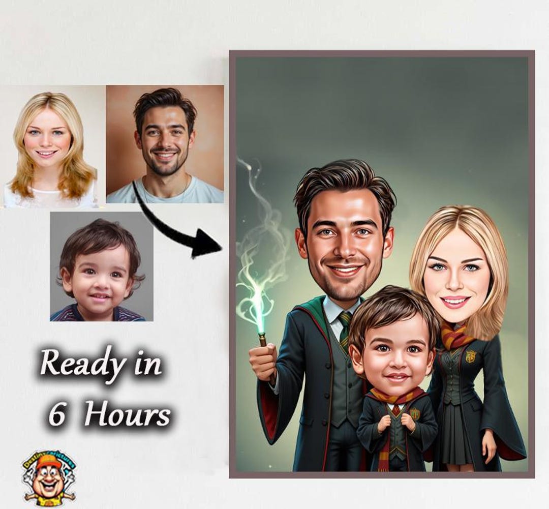 Harry Potter Cartoon Portrait, Personalised Caricature, Gift for Harry ...