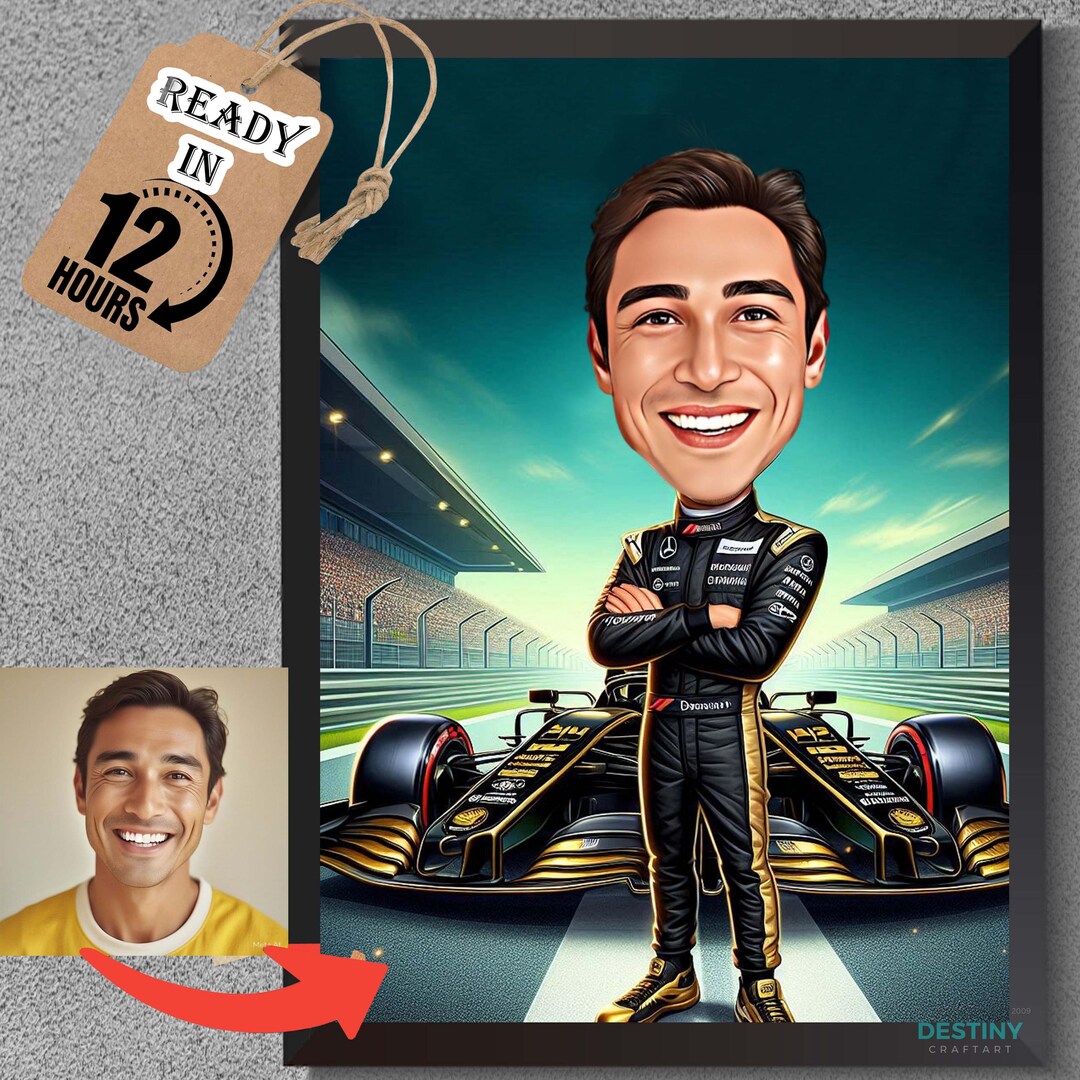 Personalized Racing Car Caricature Personalized Formula 1 Art Perfect ...