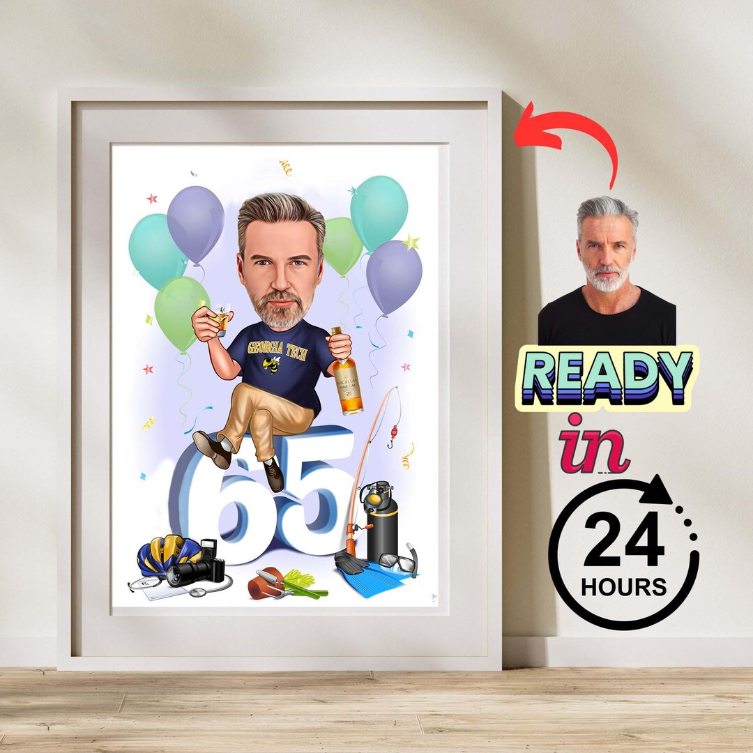 Personalized 65th Birthday Caricature Gift (digital Download) - Etsy