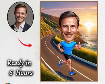 Custom Runner Cartoon Portrait | Personalised Runner Caricature ...