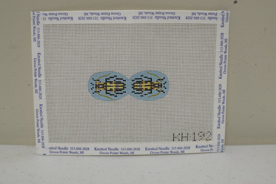 Kirk & Bradley KH 192 Blue Bug Scarab Key Fob HP Needlepoint Canvas 18 ...