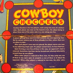 Vintage E E Fairchild Cowboy Checkers Board and Pieces - Etsy