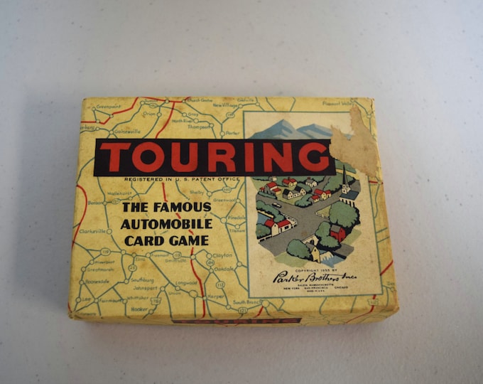 VINTAGE 1955 Parker Brothers TOURING Card Game Complete W Instruction ...