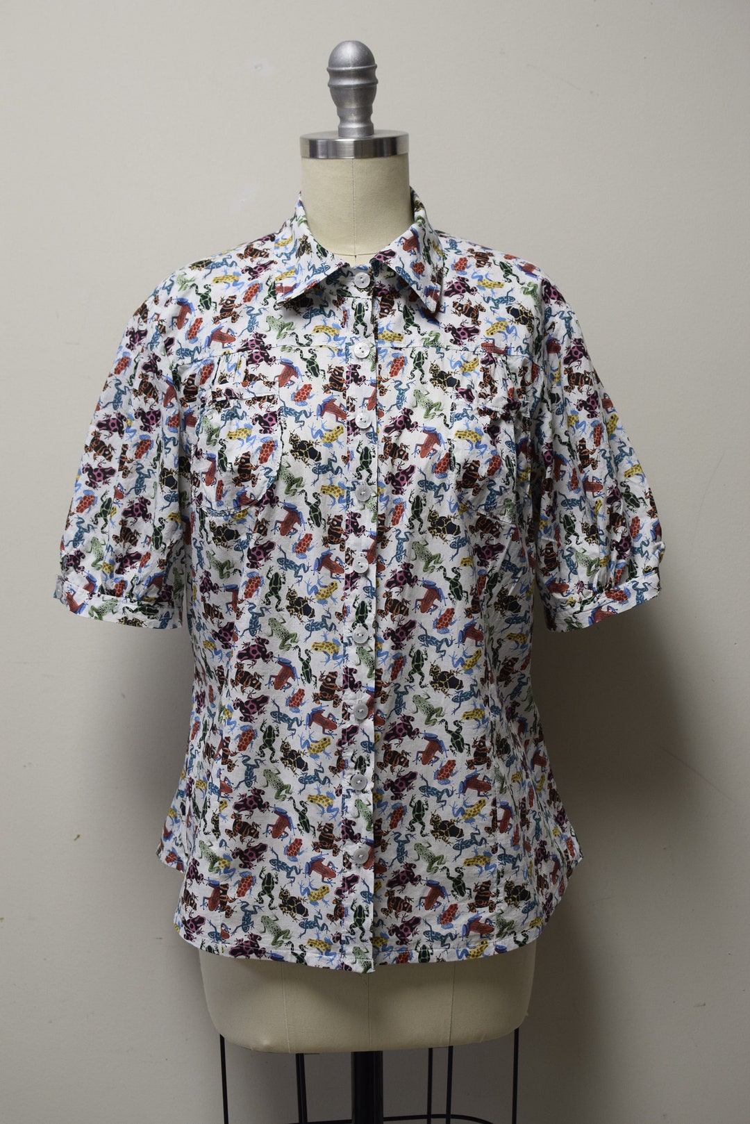 Handmade LIBERTY LONDON Frogs Print Cotton Tana Lawn Button Front Shirt ...