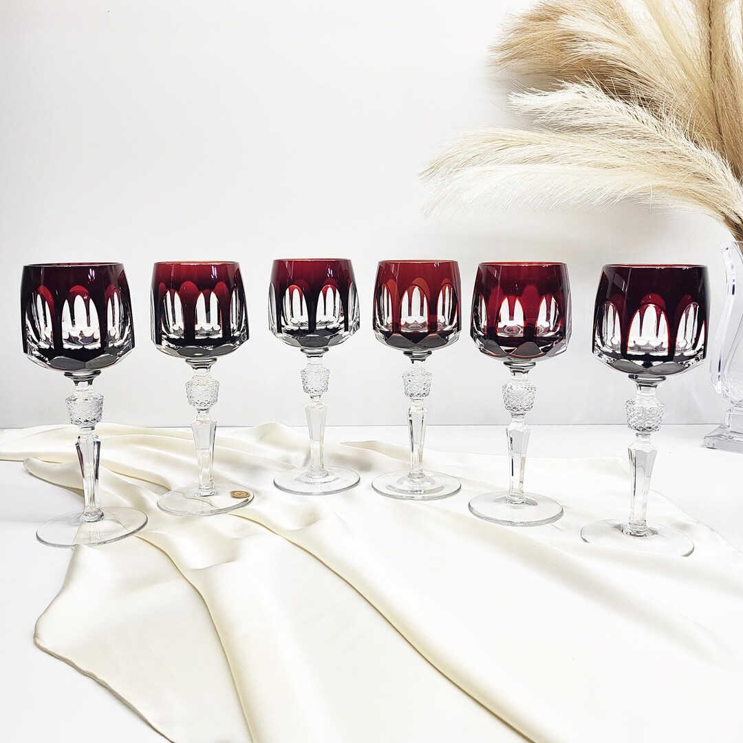 Nachtmann Antika Ruby Red Crystal Goblets Set of 6 Pieces Single Color ...
