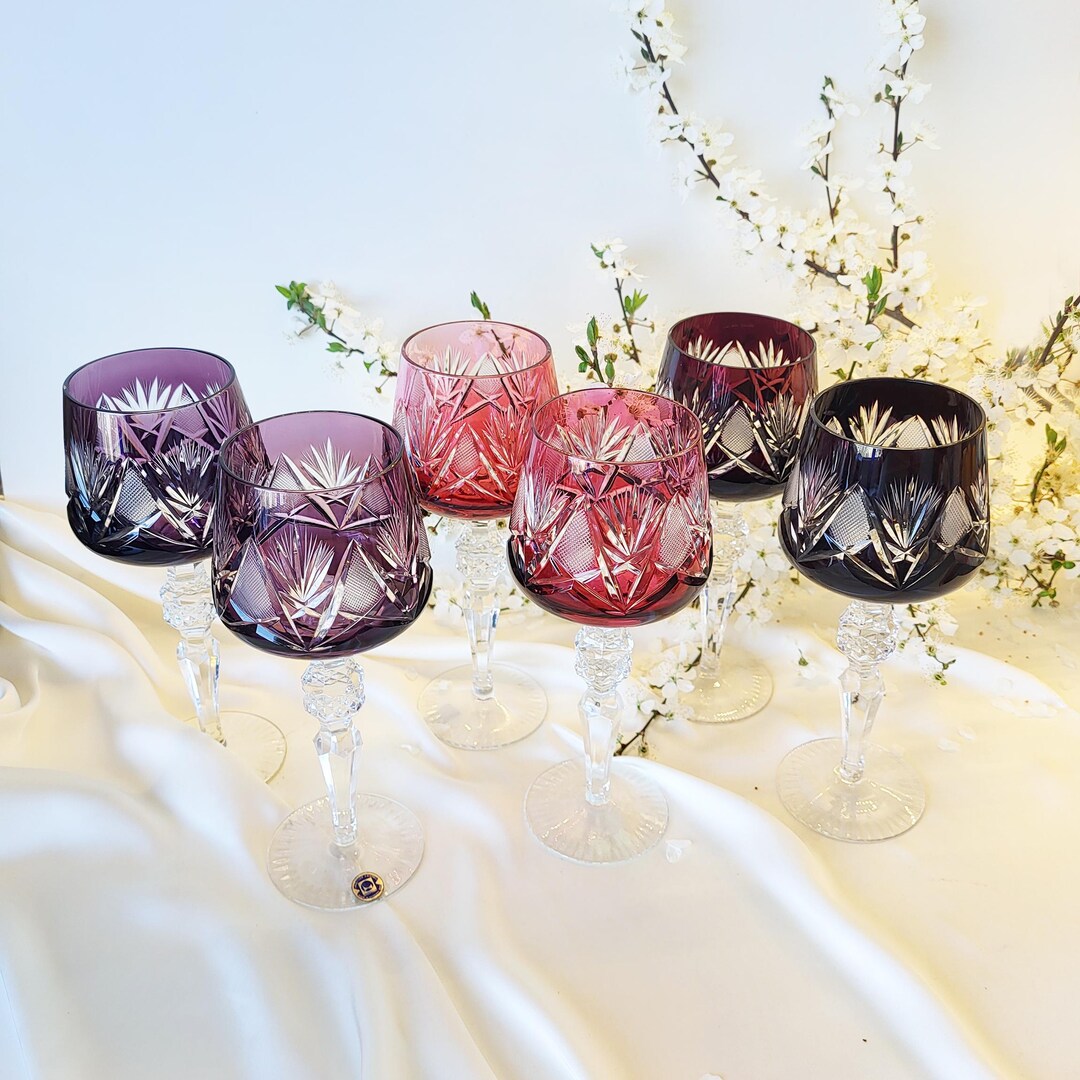 Set of 6 Lausitzer Kristall Glasses | Amethyst, Cranberry Red & Ruby ...