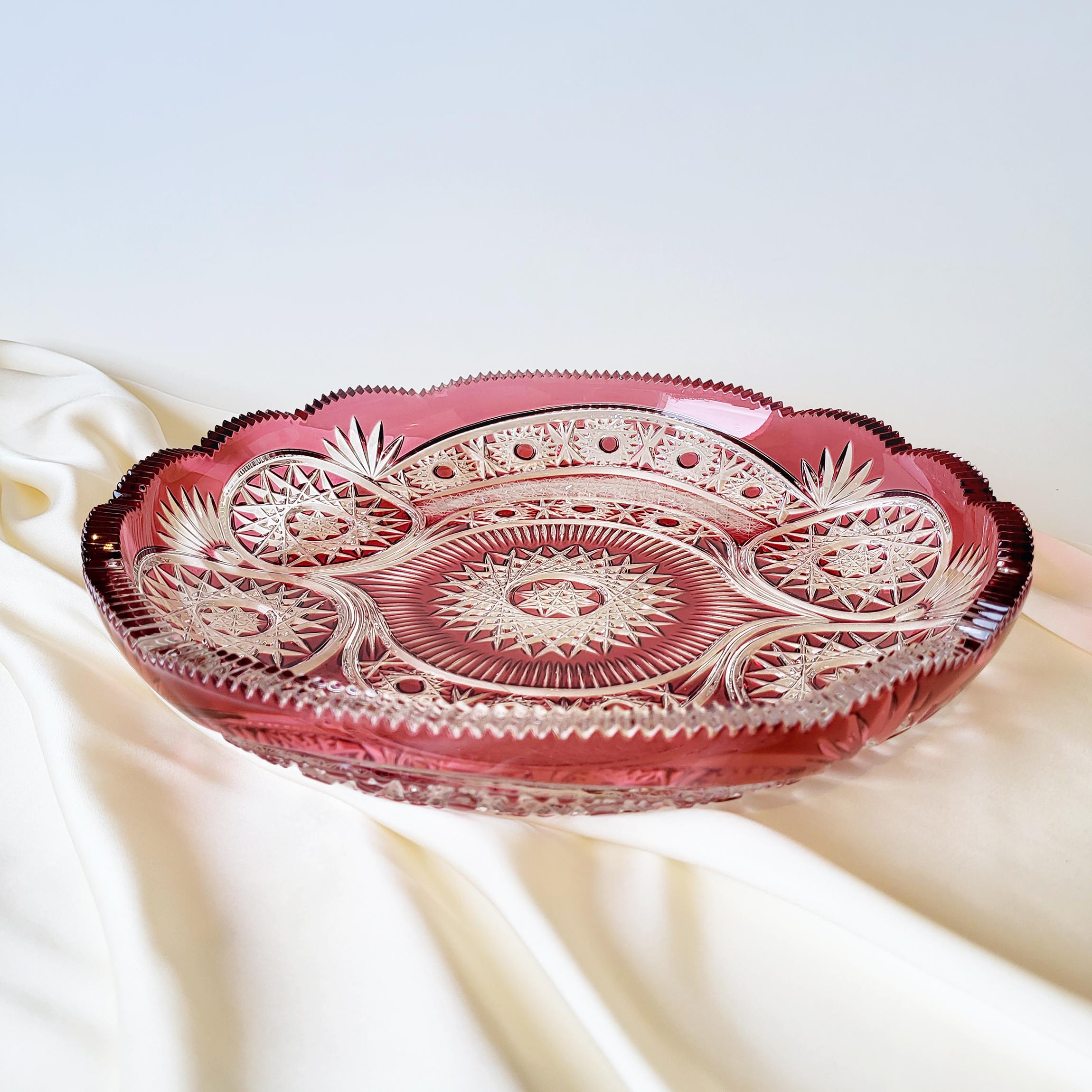 Exquisite & Rare German Crystal Bowl – Cranberry Red Elegance – Rub ...