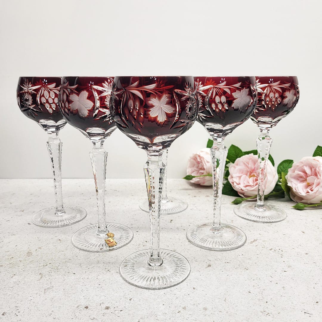 Nachtmann Traube Ruby Red Crystal Wine Glasses - Set of 6 - Etsy