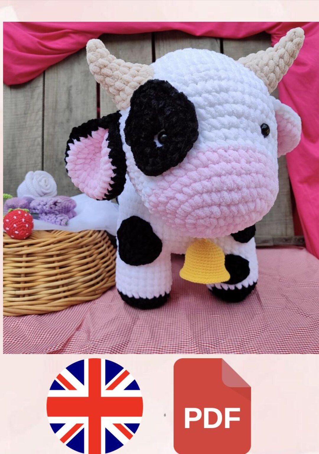 Amigurumi Cow Pattern, Plush Pattern, Stuffed Cow Toy, Cow, Crochet Cow ...