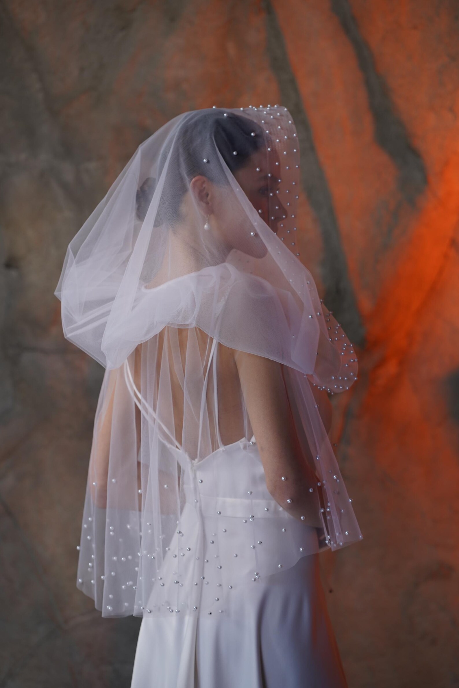 Ready to Ship Hooded Cape Veil With Pearl Edge - Etsy