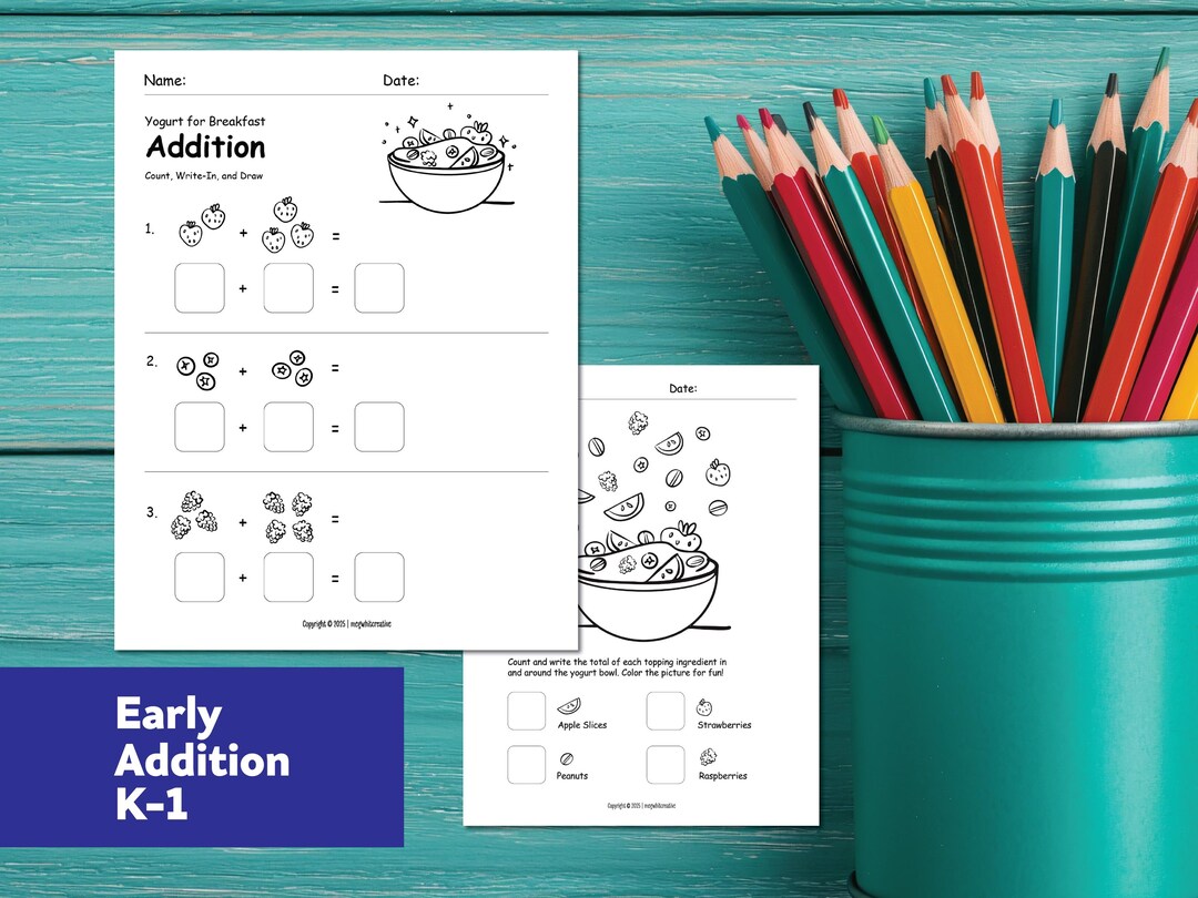 Early Math Addition | Adding, Counting and Coloring Practice | K-1st - Etsy
