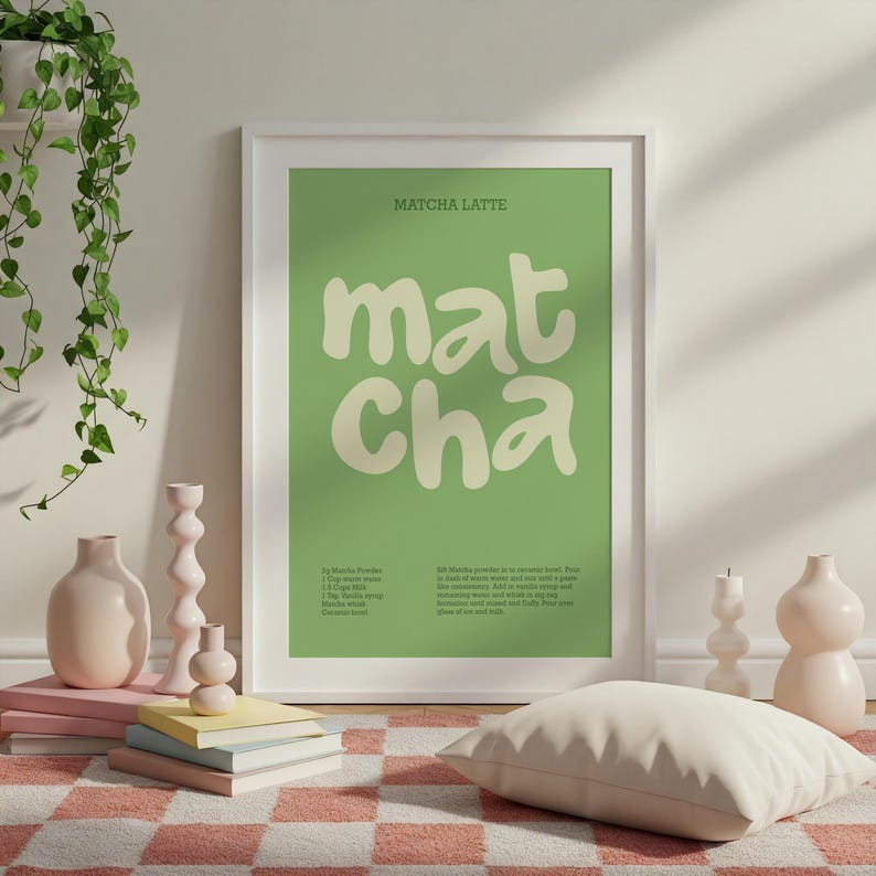 Matcha Green Poster Wall Art | Bar and Kitchen Decor | Coffee, Tea and ...