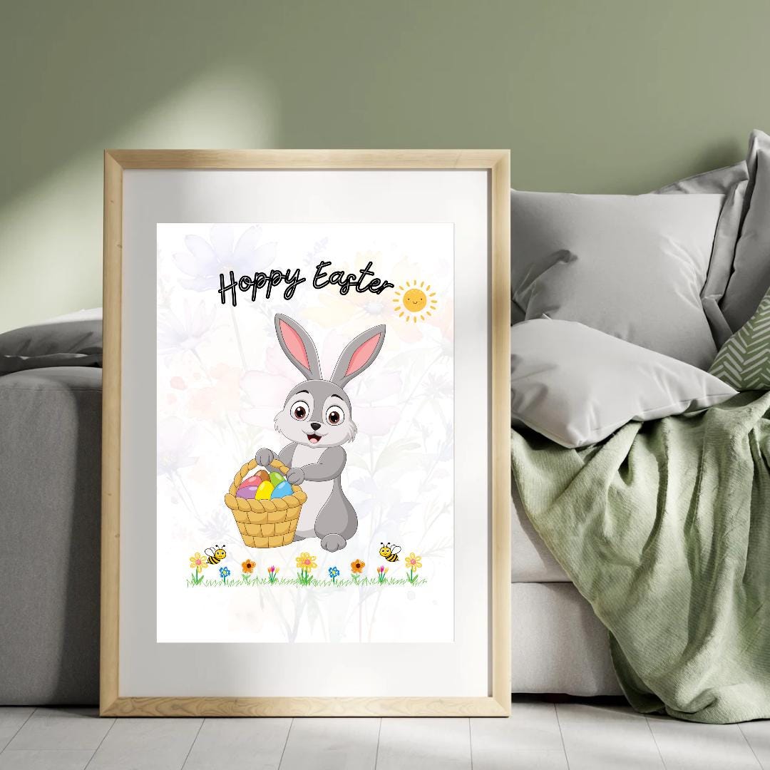 Easter Bunny Art Print, Digital Printable Download, Bunny Printable ...