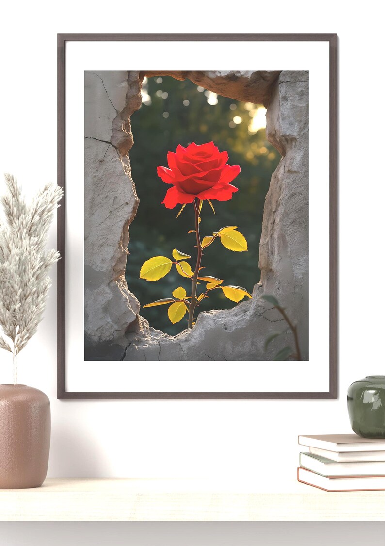 Resilient Red Rose Wall Art Printable – Inspirational Flower Art ...