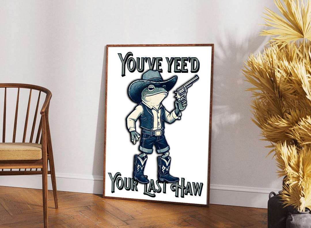 Digital Download Western Frog Framed Poster, Wall Art Print Cowboy Hat ...