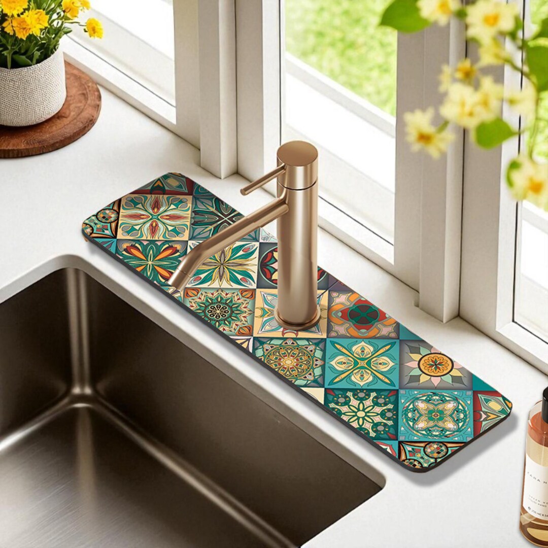 Personalized Bohemian Kitchen Sink Faucet Mat,faucet Handle Drip ...