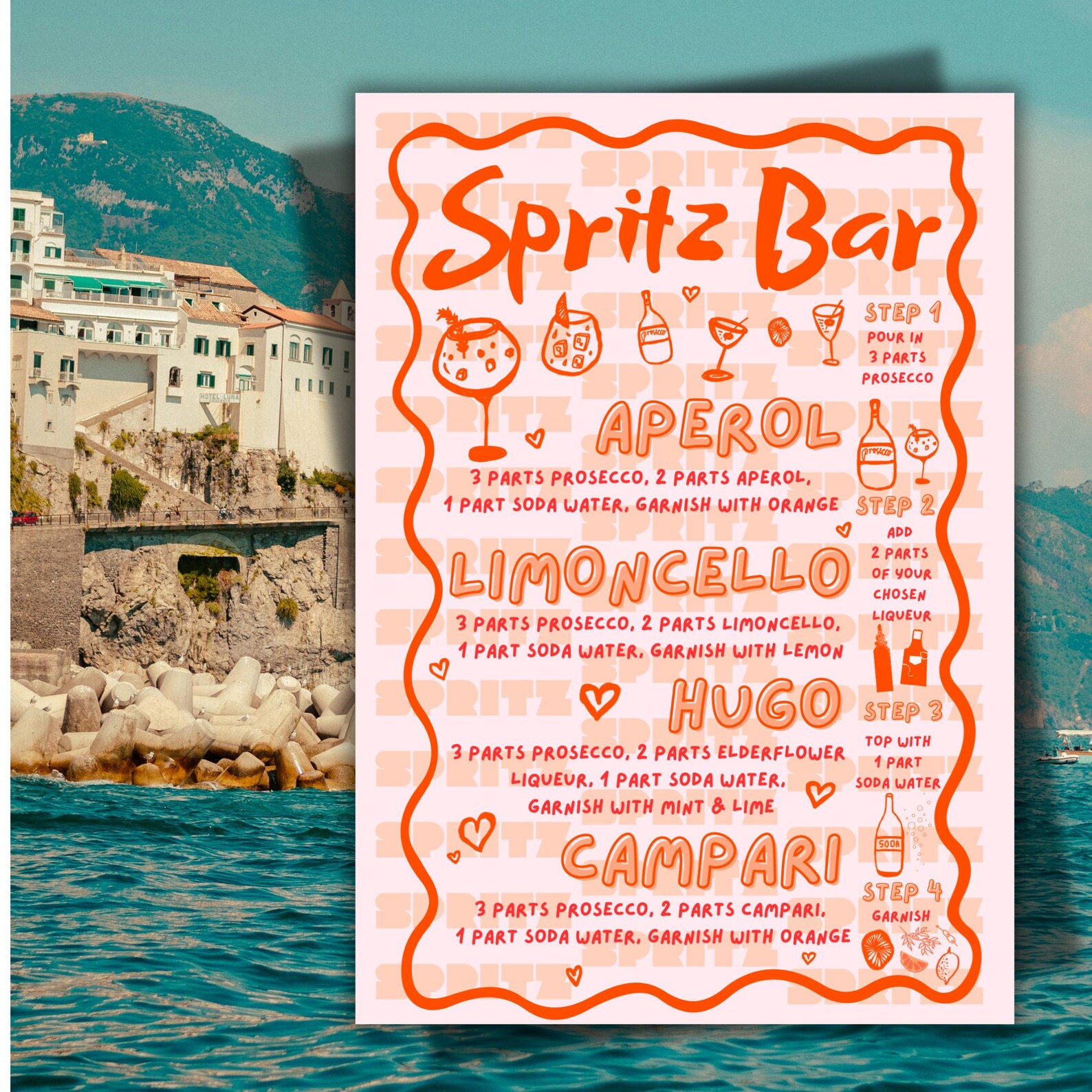 Spritz Bar Sign | Editable Drinks Menu Template | Aperol | Limoncello ...