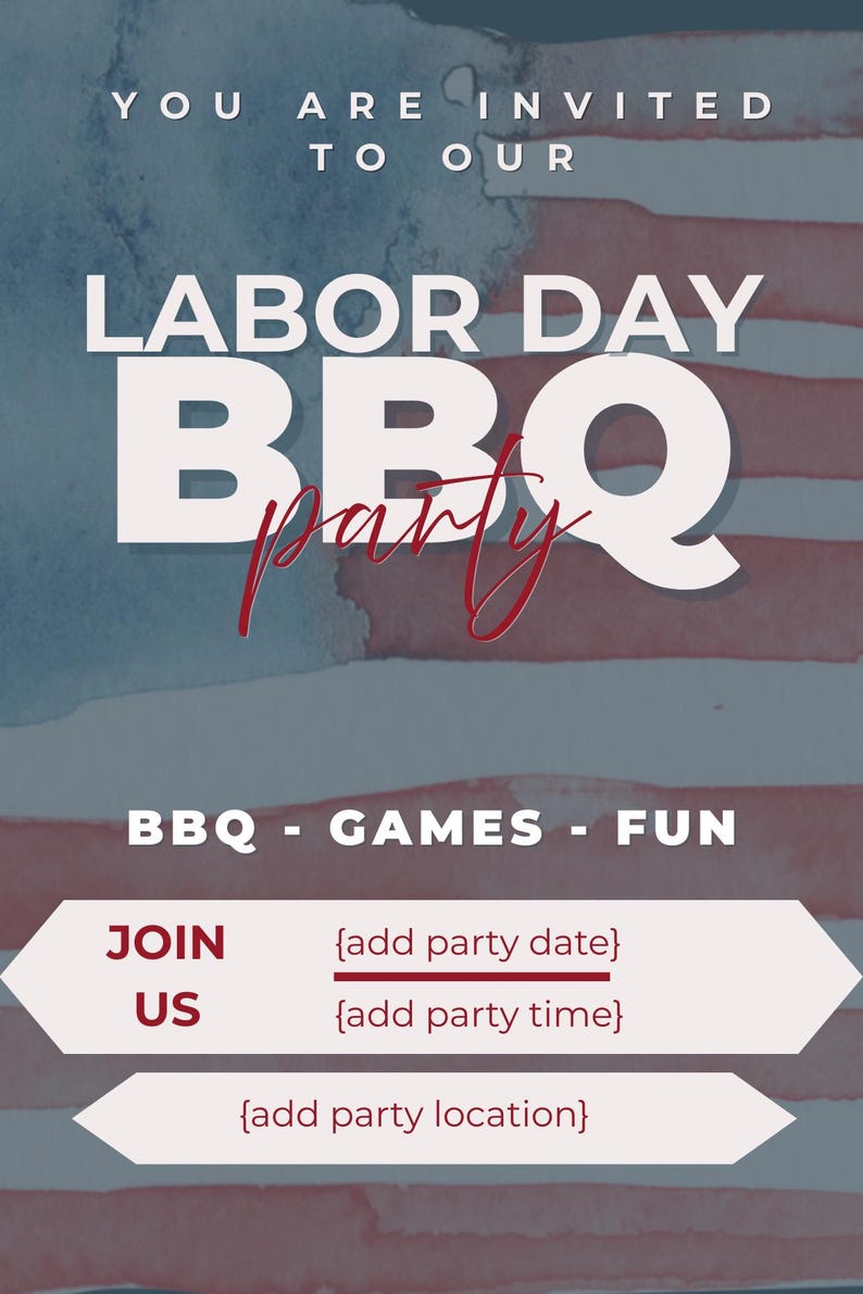 Labor Day Invitation | 4x6 Editable Template | Instant Download ...