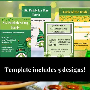 St. Patricks Day Invitation Templates Editable Canva St. Paddys Party ...